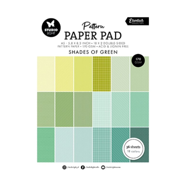 Paperpad shades of green pattern - Noor & Zo Hobby webshop